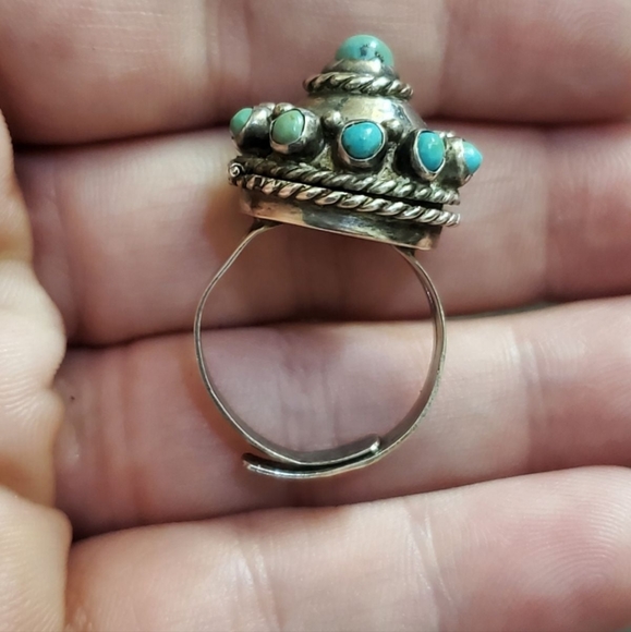 Stampd | Jewelry | Vintage Adjustable Poison Ringpill Box Turquoise ...